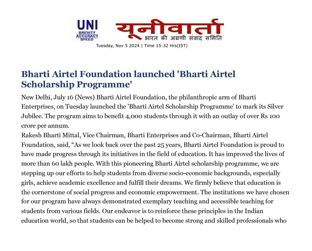 Scholarship – Bharti Airtel Foundation- Quality and Free Education ...
